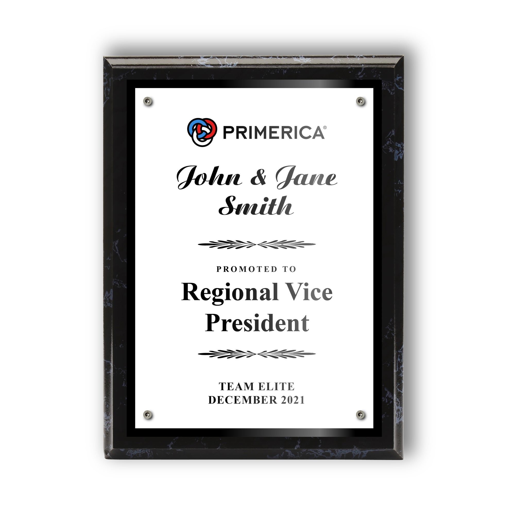Classic Color Sublimated Plaque on Black Marble Board – Primerica Store
