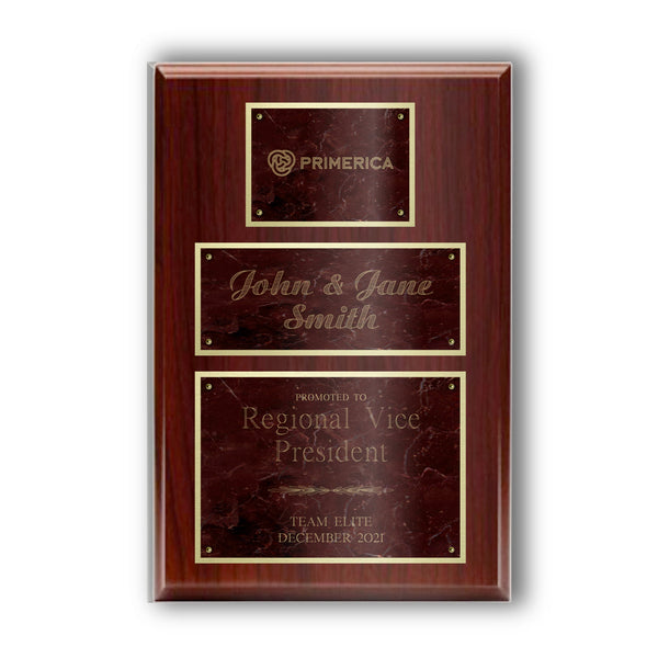 Classic Diamond Engraved Marble Plaque on Cherry Board – Primerica Store