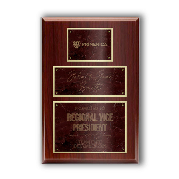Modern Diamond Engraved Marble Plaque on Cherry Board – Primerica Store