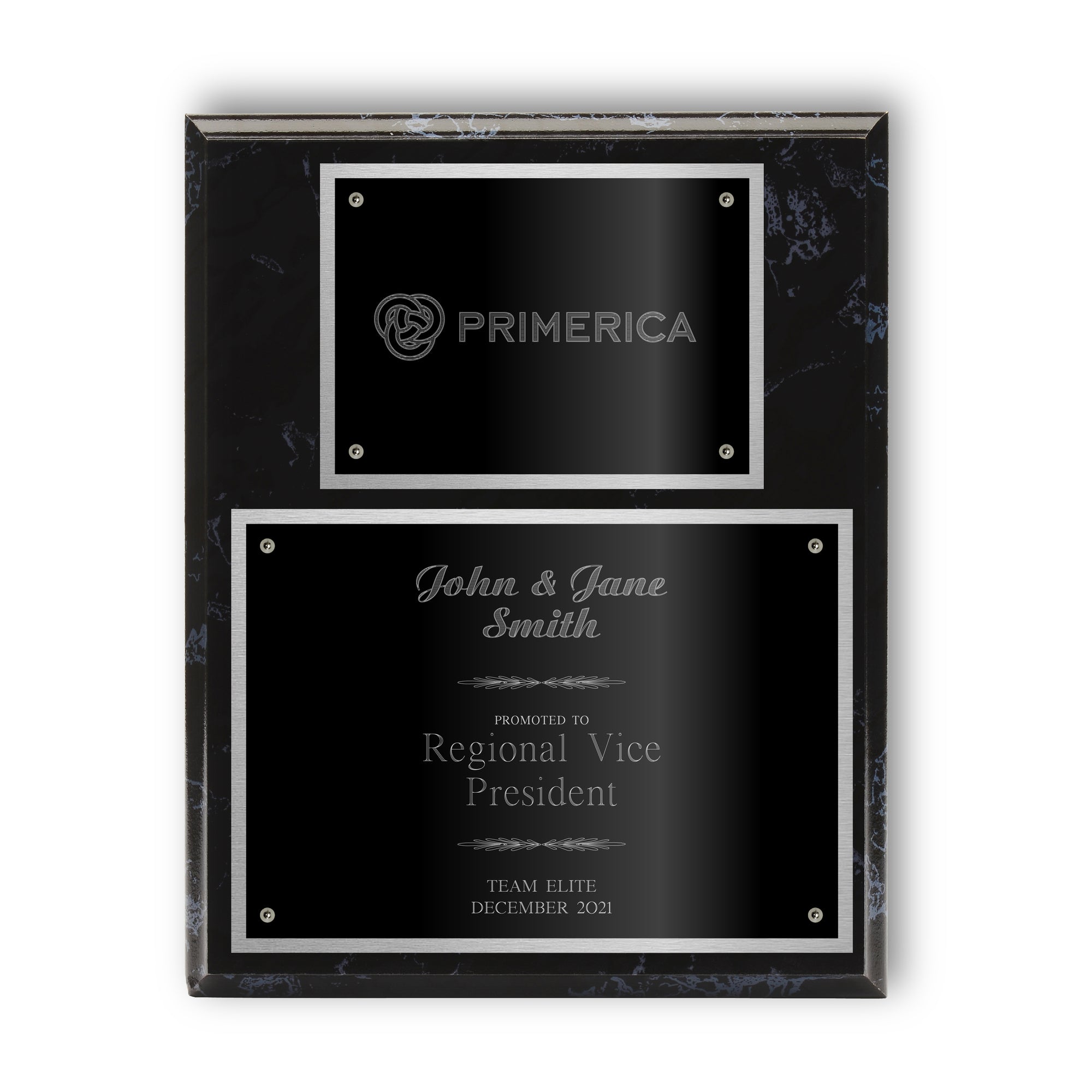 Classic Diamond Engraved Plaque on Black Marble Board – Primerica Store