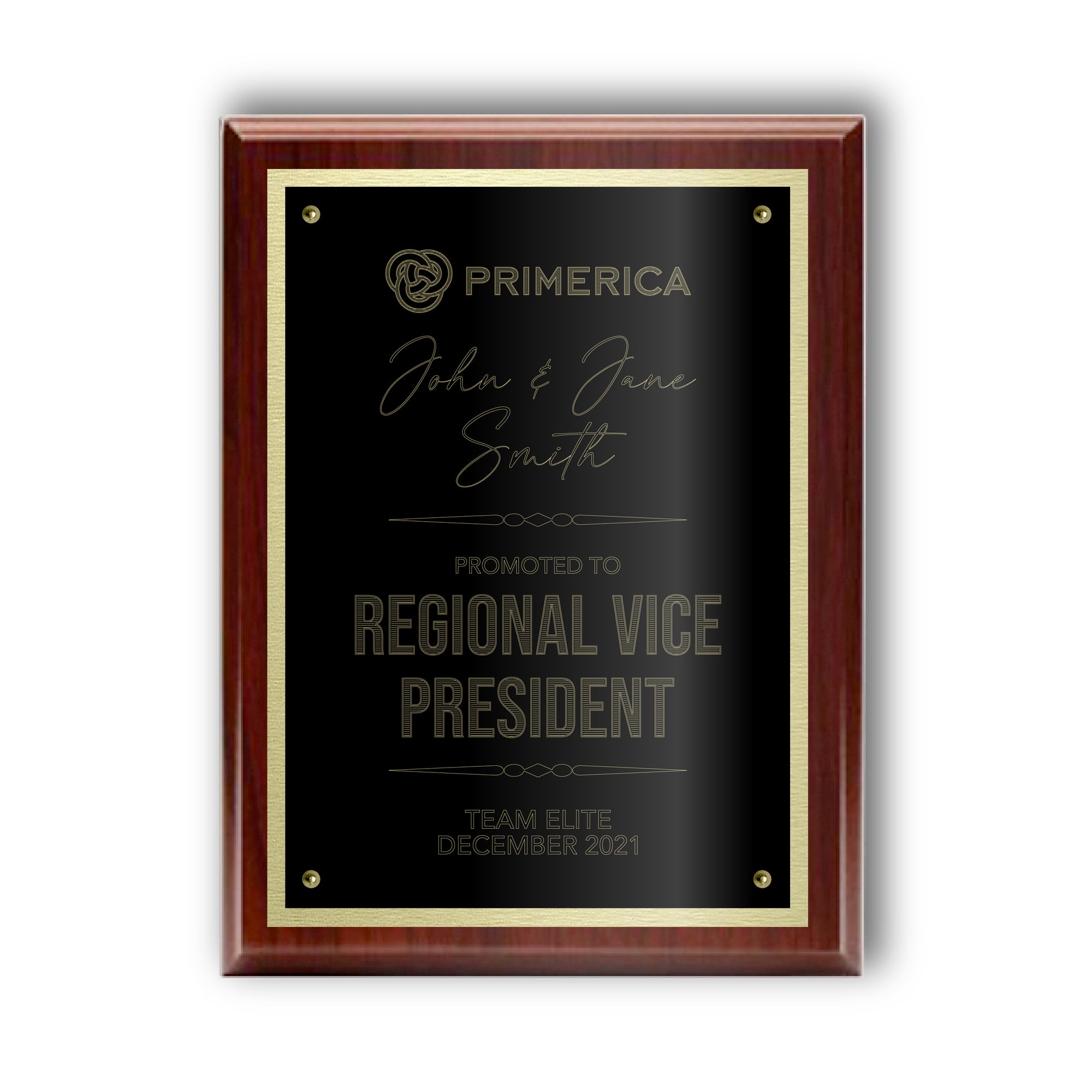 Modern Diamond Engraved Plaque on Cherry Board – Primerica Store