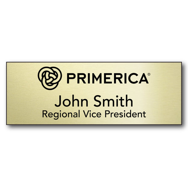Modern Gold Name Badge with Black Logo – Primerica Store
