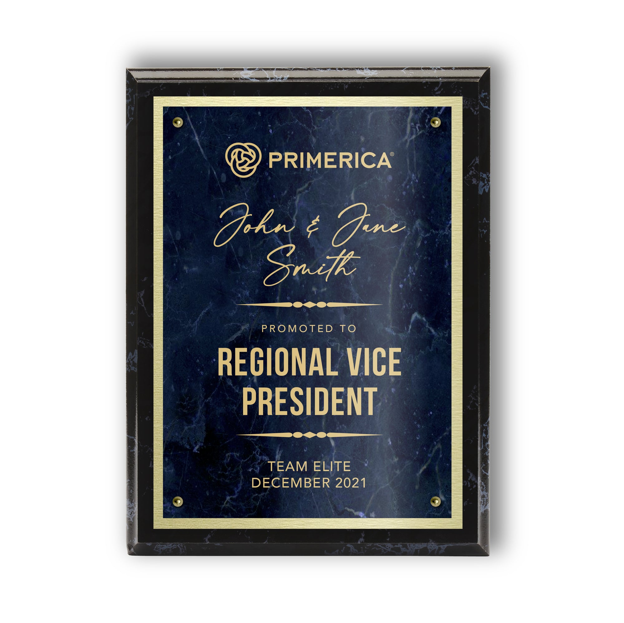 Modern Laser Engraved Marble Plaque on Black Marble Board – Primerica Store