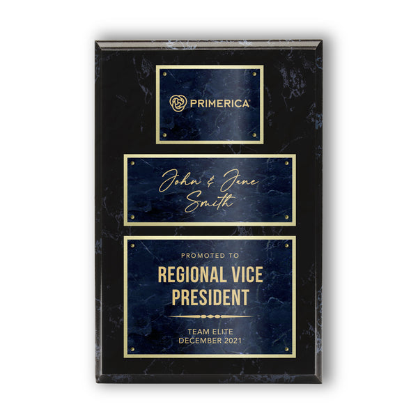 Modern Laser Engraved Marble Plaque on Black Marble Board – Primerica Store