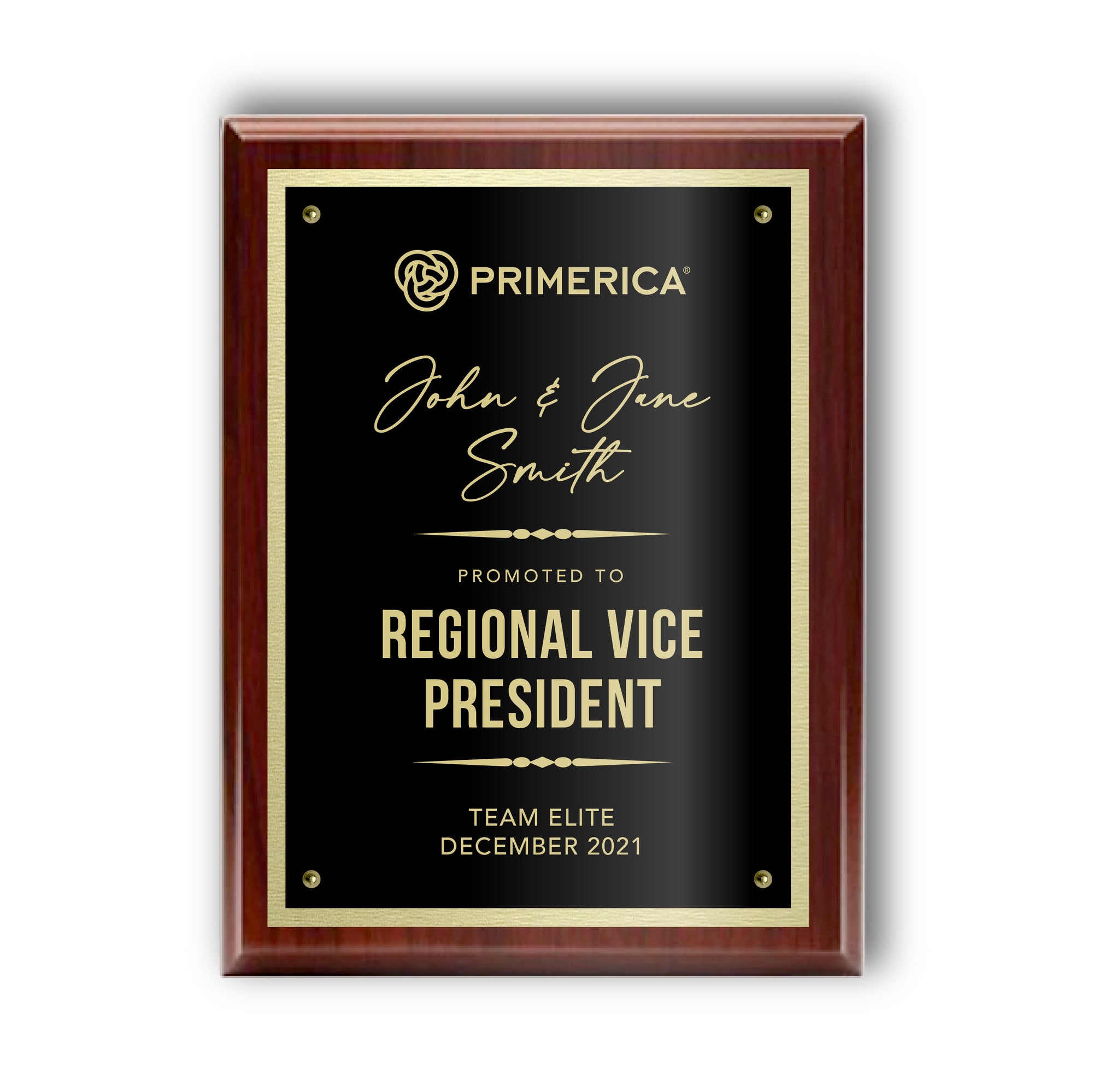 Modern Laser Engraved Plaque on Cherry Board – Primerica Store