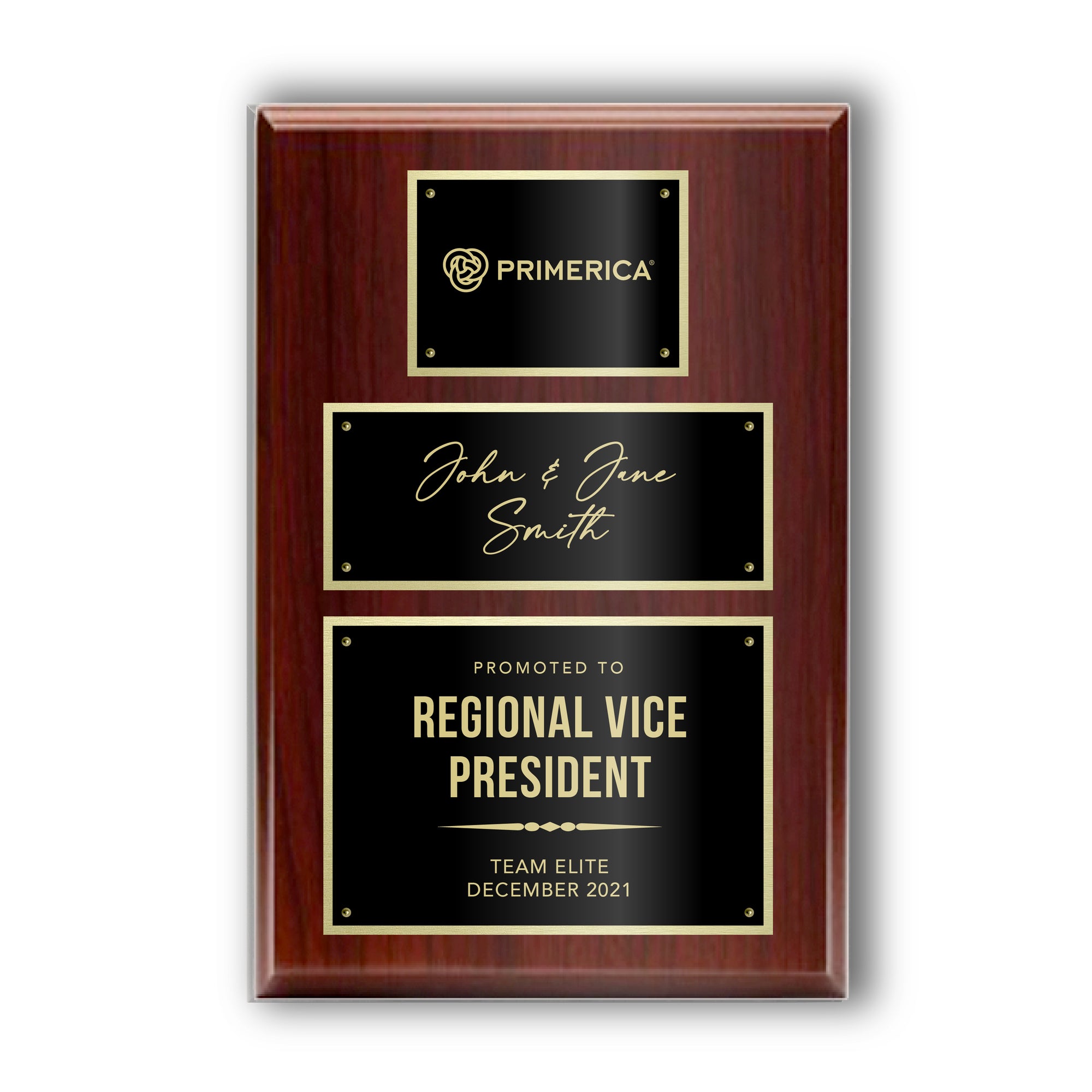 Modern Laser Engraved Plaque on Cherry Board – Primerica Store