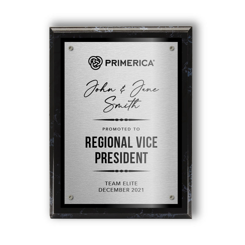 Modern Sublimated Plaque on Black Marble Board – Primerica Store