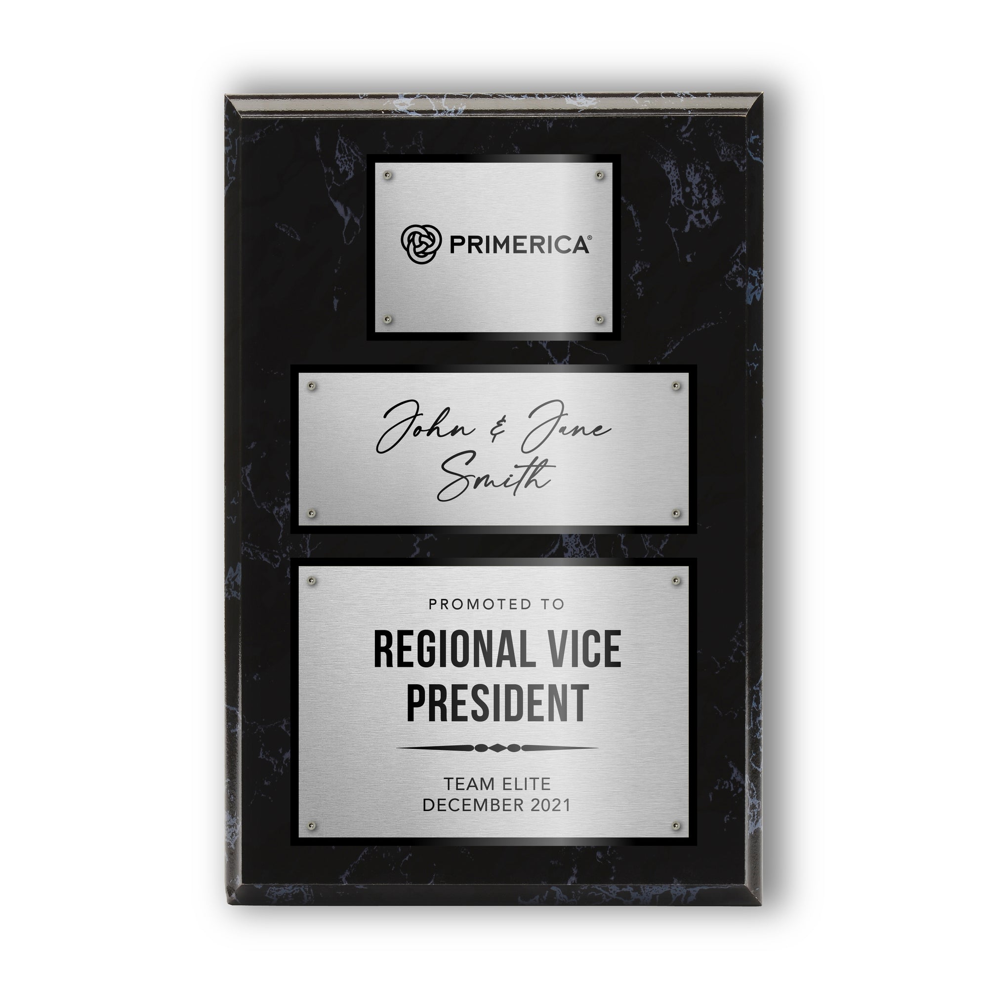 Modern Sublimated Plaque on Black Marble Board – Primerica Store
